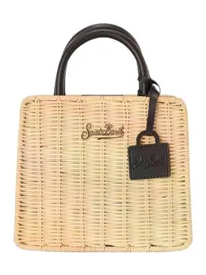 MC2 SAINT BARTH Woven Logo Plaque Shoulder Bag - Neutrals