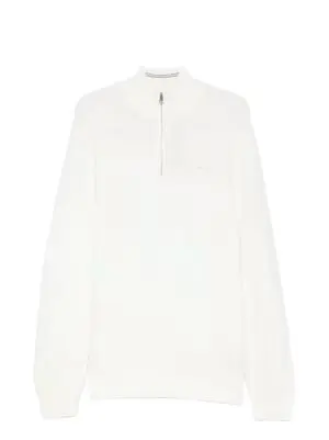 Gant Ribbed Knit Quarter-zip Sweater - Neutrals