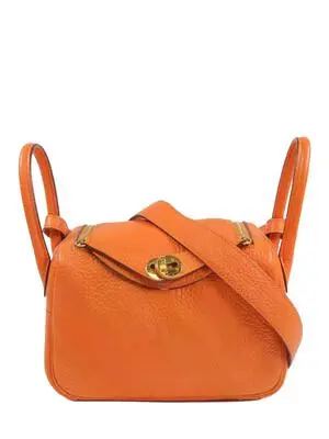 Hermès Hermès Mini Lindy Togo Leather Bag Orange