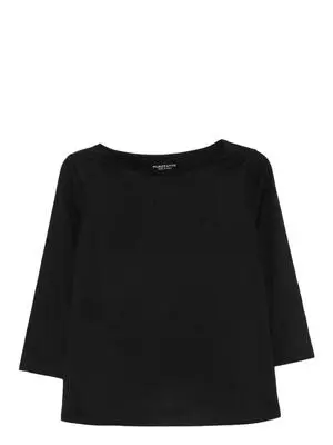 PUROTATTO Purotatto Boat-Neck Three-Quarter Sleeve Top Black