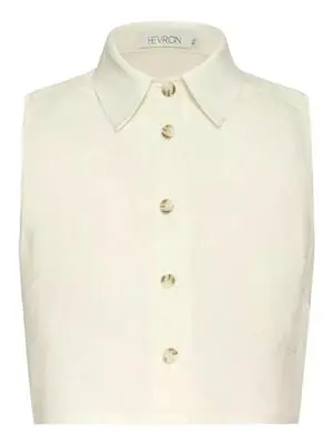 HEVRON Katja Cropped Sleeveless Shirt - Neutrals