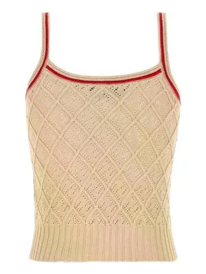 Fendi Argyle Knit Top - Neutrals