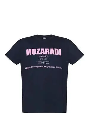 MUZARADI Logo Print Cotton T-shirt - Blue