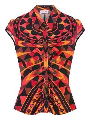 Emilio Pucci Manuba-print Ruched Blouse - Red