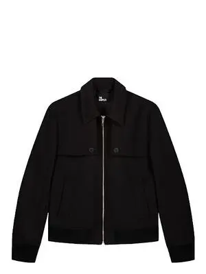 The Kooples Bib-collar Zip-up Woven Jacket - Black