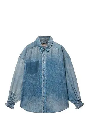 ALLSAINTS Charli Faded Denim Shirt - Illusion Indig