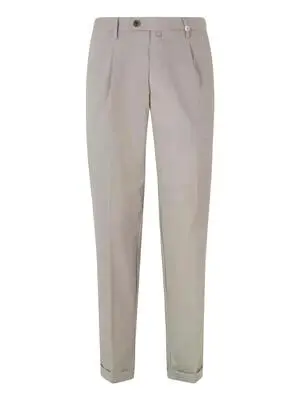 MYTHS Pleated Turn-up Trousers - Neutrals