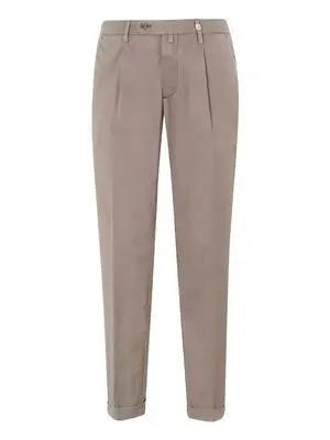 MYTHS Pleated Turn-up Trousers - Neutrals