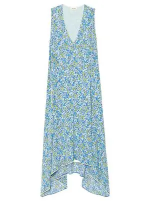 Zadig&Voltaire Long Sleeveless Printed Dress With Embroidered Wings - Pear