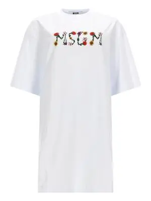 MSGM T-shirt With Floral Logo - White