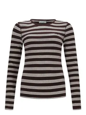 GANNI Striped Long Sleeve Top - Multicolour