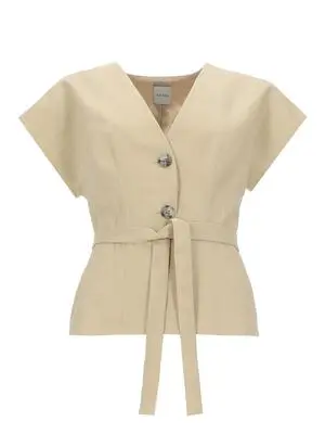 Paul Smith Belted Linen Top - Beige
