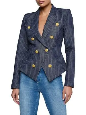 L'Agence Solar Structured Blazer - Dark Blue/nutmeg Stripe