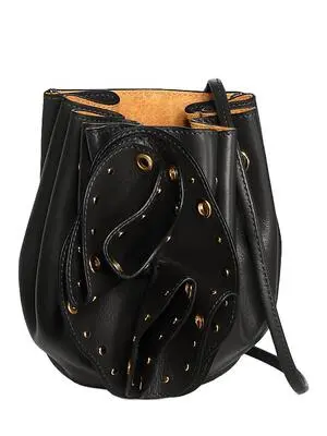 Farm Rio Studded Leather Flower Crossbody Bag - Charcoal
