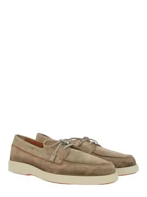 Santoni Suede Lace-up Boat Shoes - Neutrals