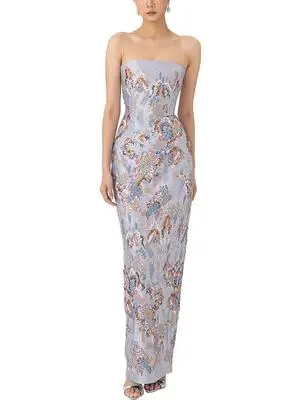 SAU LEE Sau Lee Sequinned Embroidered Gown