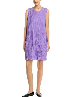 Eileen Fisher Crushed Silk Round Neck Dress - Petunia