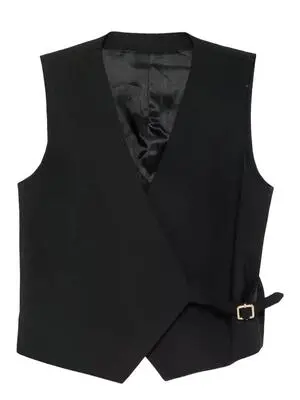 PT TORINO Buckled Wrap Waistcoat - Black