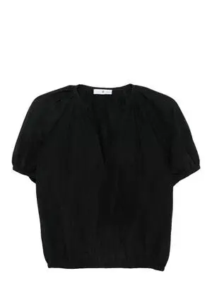 PT TORINO Teresa Puff-sleeve Blouse - Black