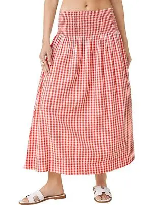 Splendid Gigi Gingham Midi Skirt - Firework/white