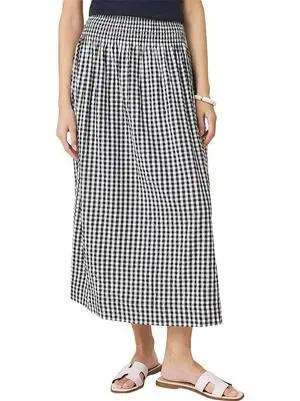 Splendid Gigi Gingham Midi Skirt - Navy/white