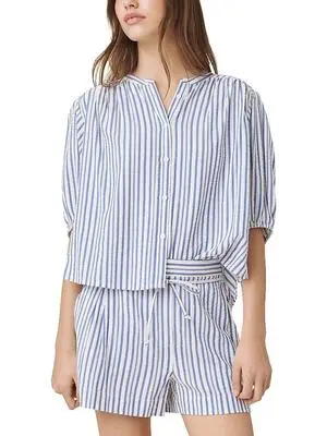 Splendid Madelyn Striped Blouse - White/azure