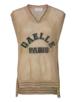 GAELLE PARIS Gaelle Logo Patch Mesh Top