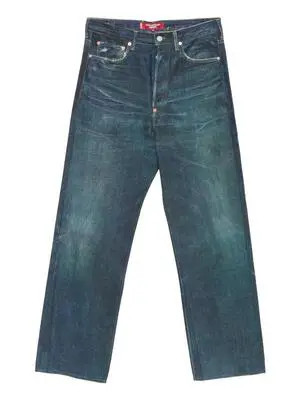 Junya Watanabe Faded Effect Buckle Strap Jeans - Blue