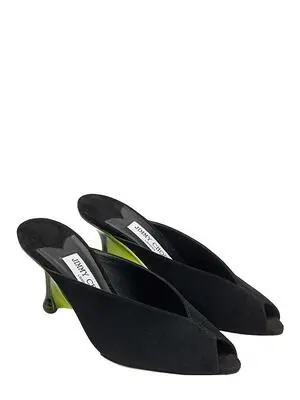 JIMMY CHOO Glace 80 Mules - Black/clover