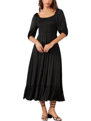 Karen Kane Blouson Sleeve Midi Dress - Black