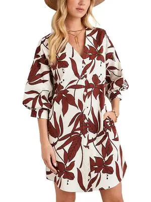 Karen Kane Lantern Sleeve Printed Shirt Dress - Print
