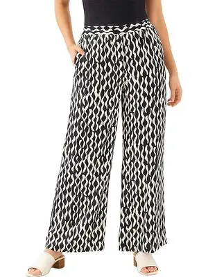 Karen Kane Printed Satin Wide Leg Pants - Print