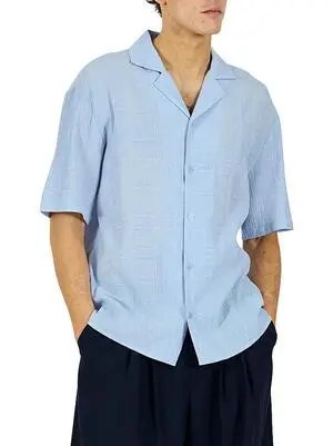 KROST Camp Collar Micro Plaid Bowling Shirt - Omphalodes