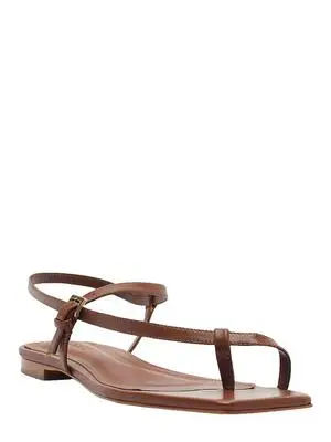 Schutz Lisa Flat Sandals - Cognac