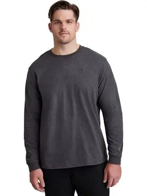 Champion Classic Long Sleeve T-shirt, Embroidered C Logo Big & Tall - Granite Heather