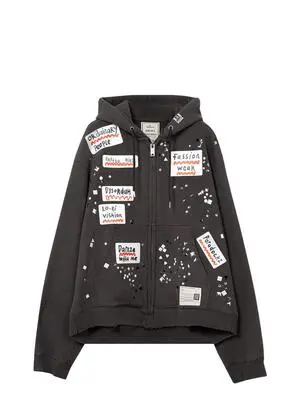 Mihara Yasuhiro Embellished Zip-up Hoodie - Black