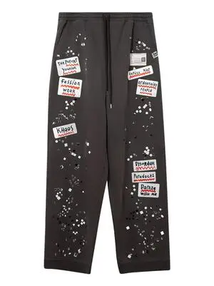 Mihara Yasuhiro Embellished Sticker Relaxed Fit Pants - Black