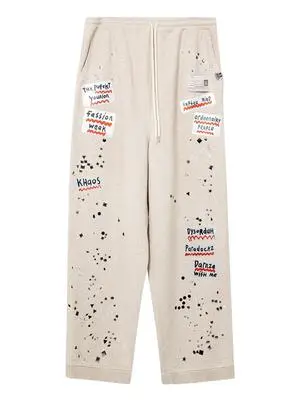 Mihara Yasuhiro Embellished Sticker Relaxed Fit Pants - White