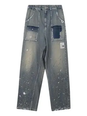 Mihara Yasuhiro Indigo Stripe Denim Bush Pants - Blue