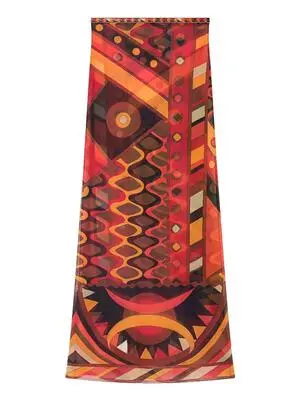 Emilio Pucci Printed Mesh Maxi Skirt - Red