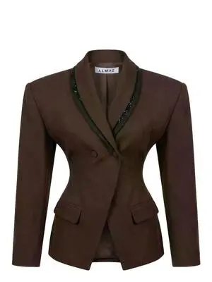 ALMAZ Hourglass Bead-embellished Blazer - Brown