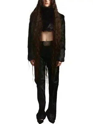 ALMAZ Cropped Fur Jacket - Black