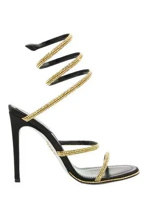 Rene Caovilla Cleo Crystal-embellished Wrap-around Sandals - Black