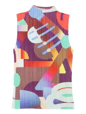 Issey Miyake Pleats Please Issey Miyake Abstract Print T-Shirt Blue