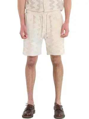 Guess Zigzag Pattern Drawstring Shorts - Neutrals