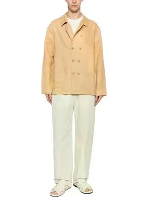 FORTELA Double-breasted Linen Jacket - Brown