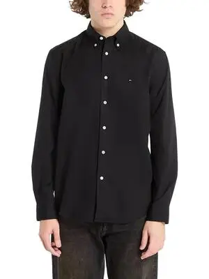 Tommy Hilfiger Logo-embroidered Button-down Shirt - Black