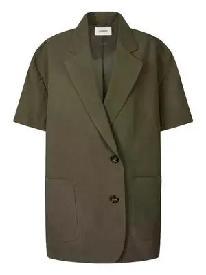 STUDIO TOMBOY Double-breasted Short-sleeve Oversized Jacket - Green