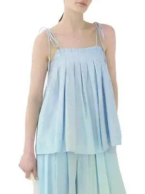 ELEH Pleated Spaghetti-strap Top - Blue