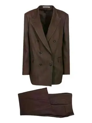 Tagliatore Jasmine Double-breasted Pinstripe Suit - Brown